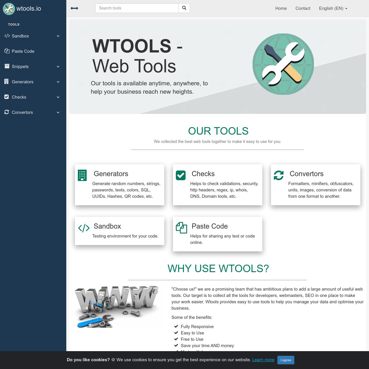 wtools.io: Free Online Web Tools. Kit of tools such as generators ...