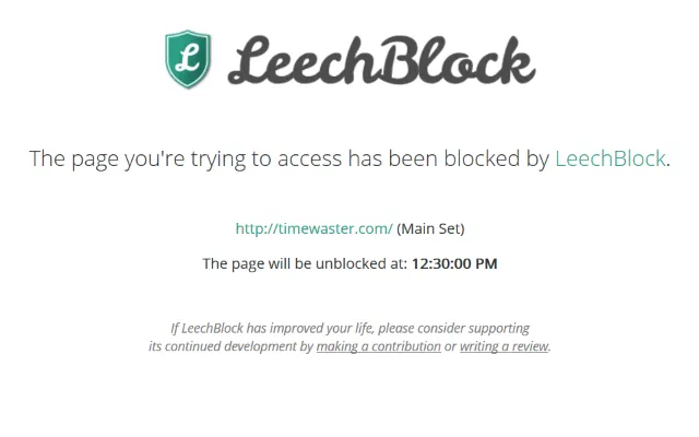 LeechBlock: Extension for Firefox and Chrome that allows users to block ...