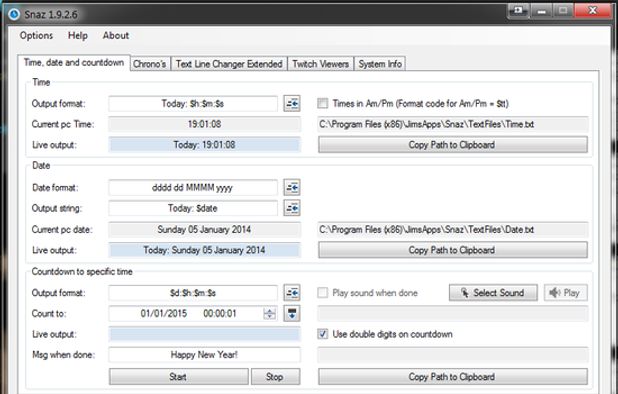 Snaz: A software that add functionnalities like countdowns, time, date ...