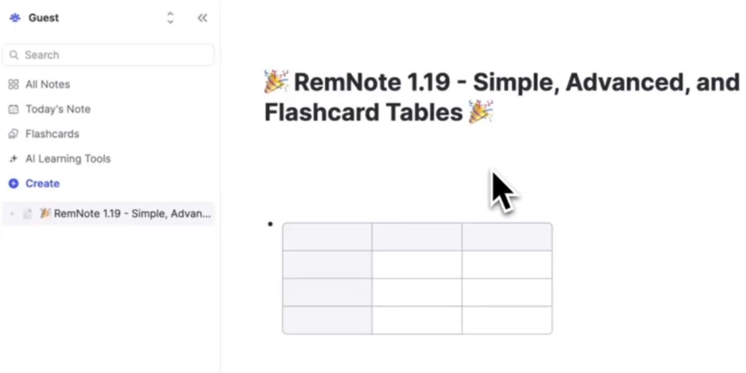 RemNote unveils new feature: Tables V2 | AlternativeTo