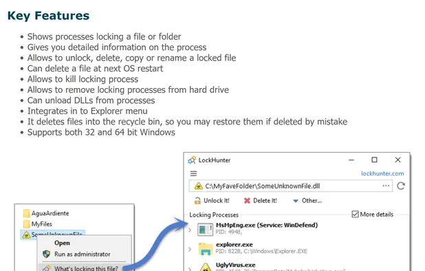 LockHunter: A free 64/32 bits tool to delete files blocked by any ...