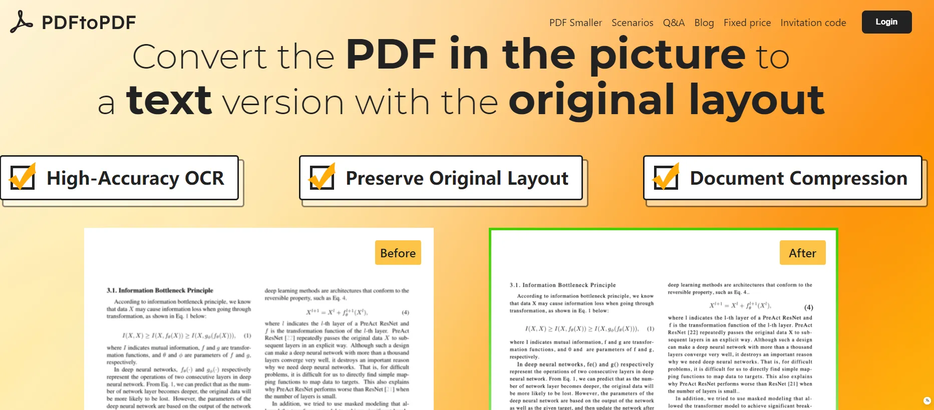 PDFtoPDF: Through OCR optical character recognition technology, PDF ...