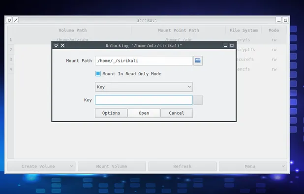 SiriKali: A Qt/C++ GUI front end to cryfs,gocryptfs,securefs,ecryptfs and encfs | AlternativeTo