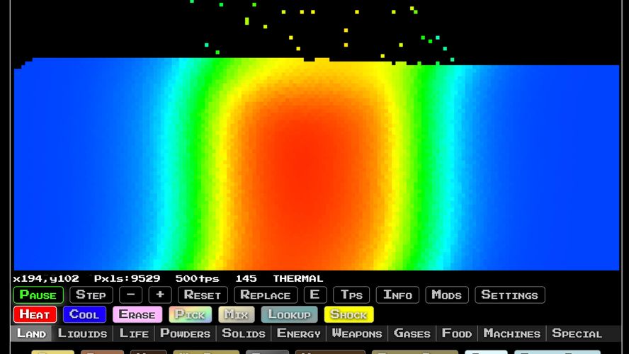 Sandboxels: In-browser falling sand simulation game, with mechanics ...