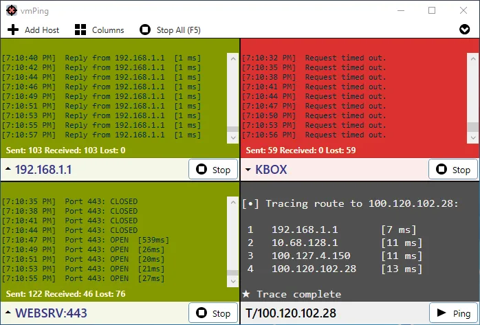 vmPing: Visual Multi Ping. Color-coded ping utility for monitoring ...