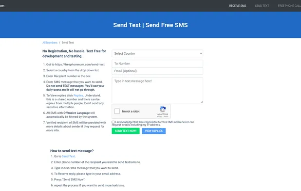 FreePhoneNum: Free virtual disposable phone number | AlternativeTo