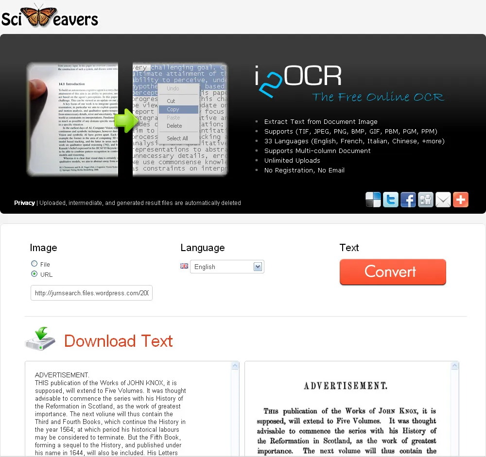 i2OCR: Free online OCR that converts scanned | AlternativeTo