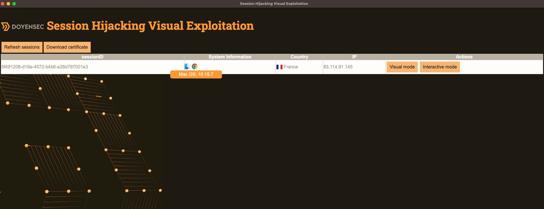 Session Hijacking Visual Exploitation: Tool that allows for the hijacking of user sessions by ...