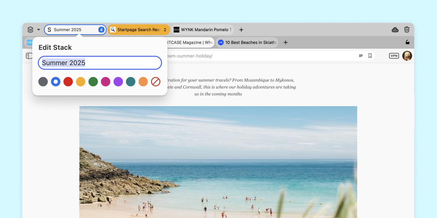 Vivaldi 7.5 released with custom tab stack colors, improved tab context menu, and more ...