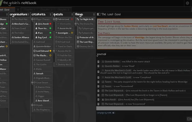 The Goblin's Notebook: Single-pane view of your tabletop RPG campaign ...