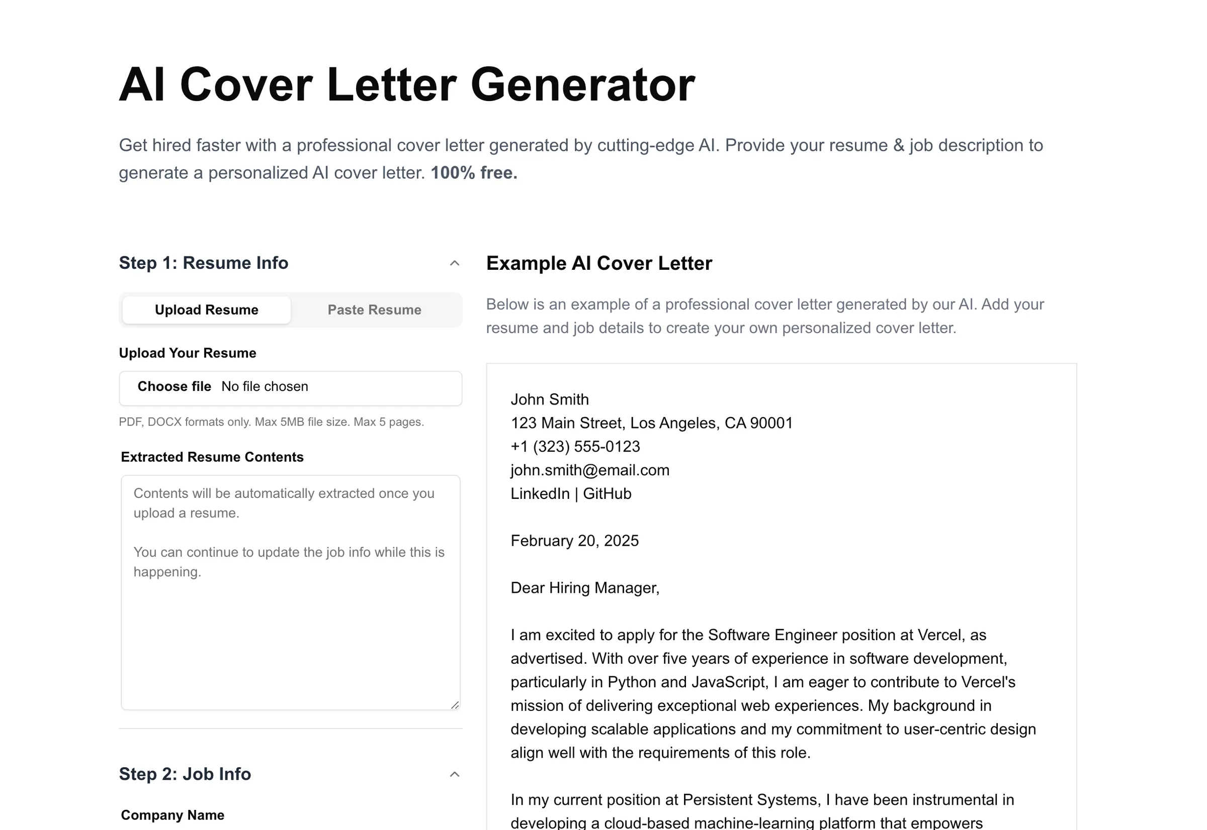 AI Cover Letter Generator: Let AI generate a professional cover letter tailored to your resume ...