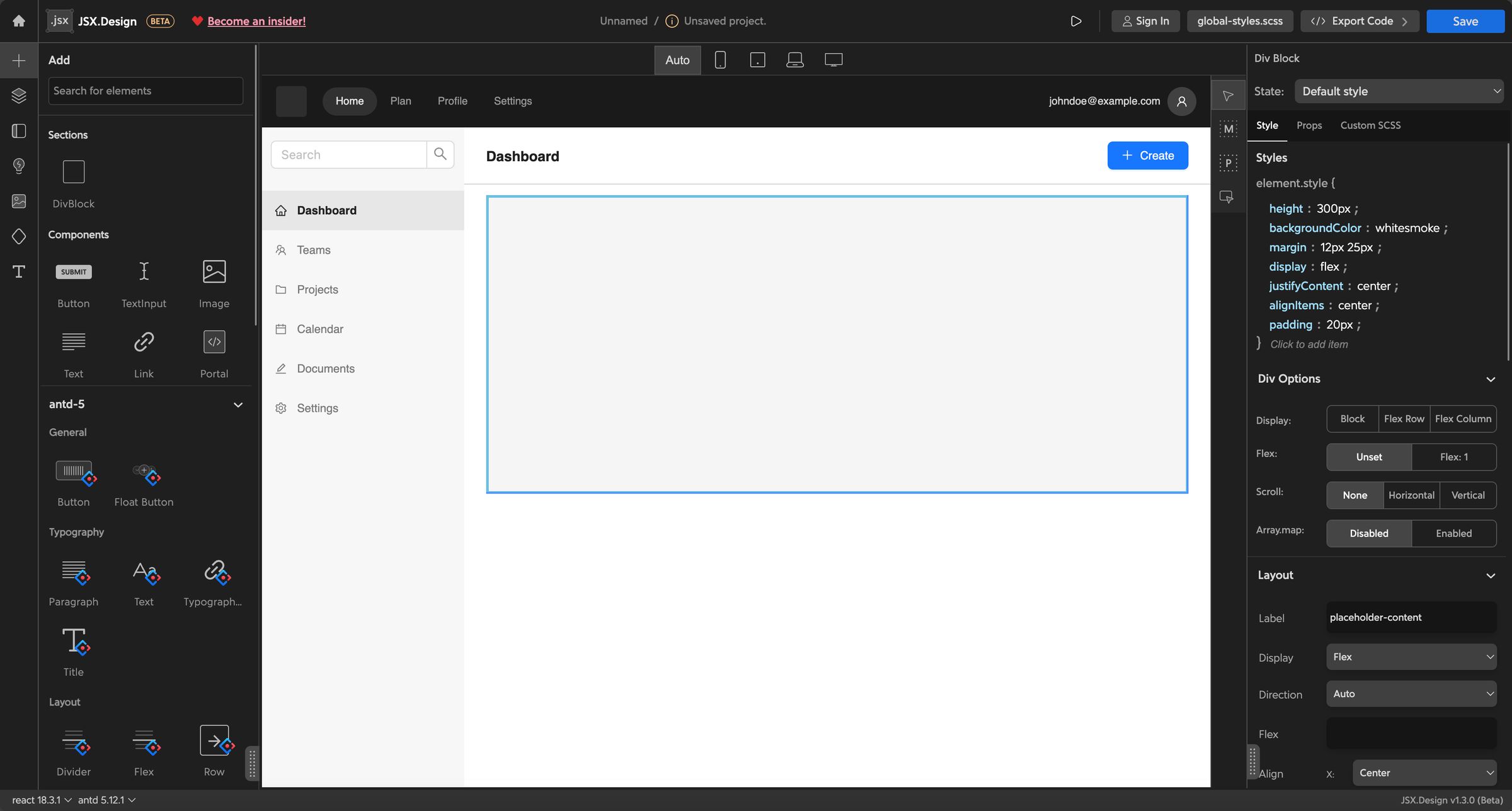 JSX.Design: The dev friendly no-code editor for React development | AlternativeTo