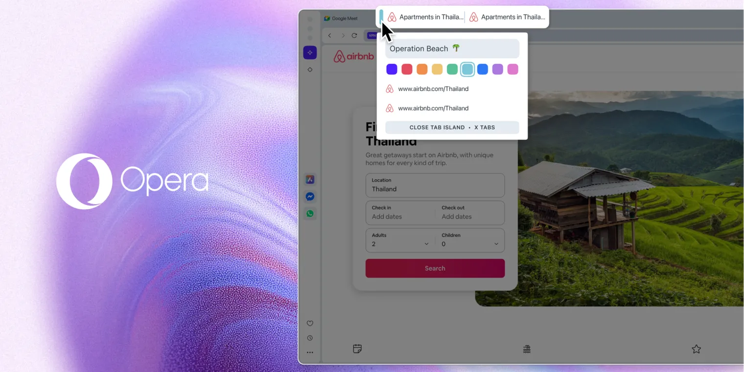 Opera One R3 introduces customizable Tab islands with custom names and ...