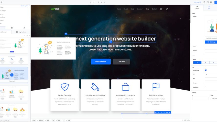 VvvebJs: Drag and drop website builder javascript library | AlternativeTo