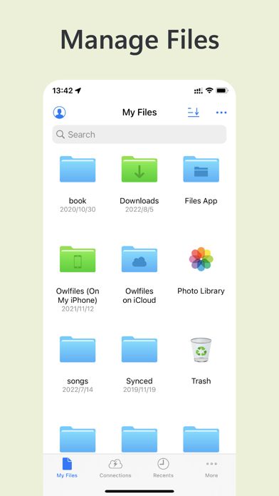 Owlfiles: A file management app. It can access local files, files on ...