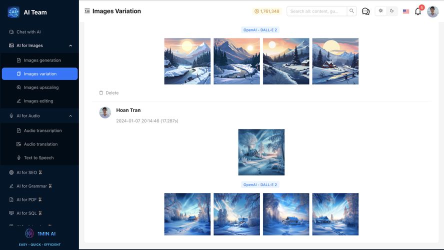 1min.AI: All-in-one AI app that provides many AI features powered by ...