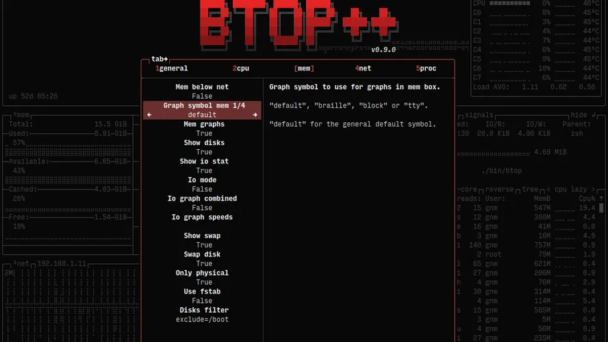 btop: System monitor (cpu, storage, network, processes), like top ...