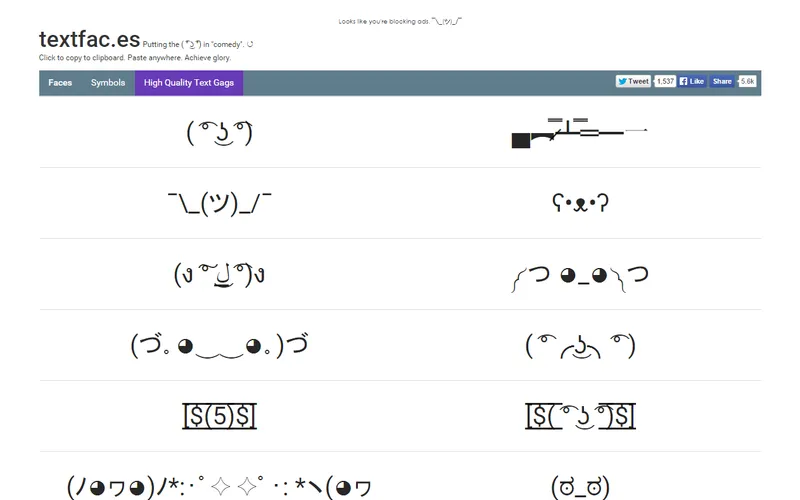 Text Faces Symbols