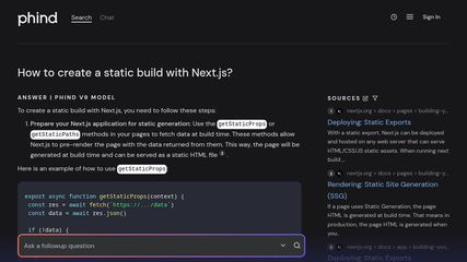 Phind: AI-powered answer engine for developers that searches the internet and gives | AlternativeTo