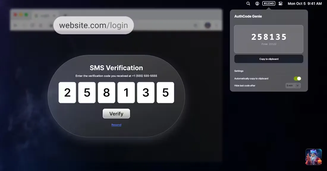 AuthCode Genie: SMS auth code auto-fill for any browser (Chrome, Arc ...