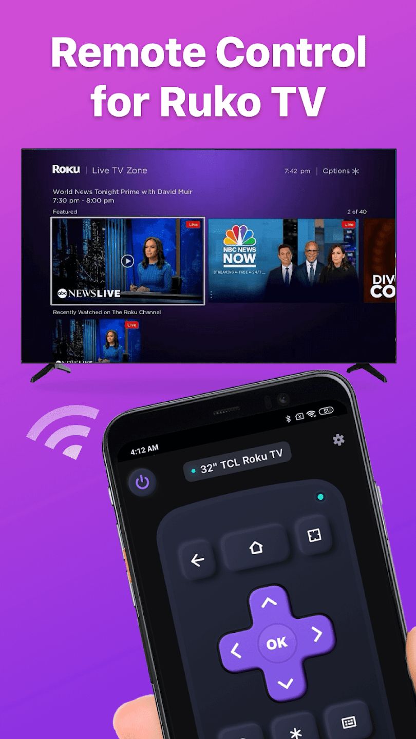 Roku TV Remote: Remote control for Roku TCL TV and Streaming Player ...