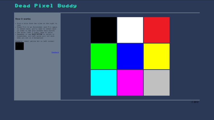 Dead Pixel Buddy: Small, standalone, web tool designed to helps you ...