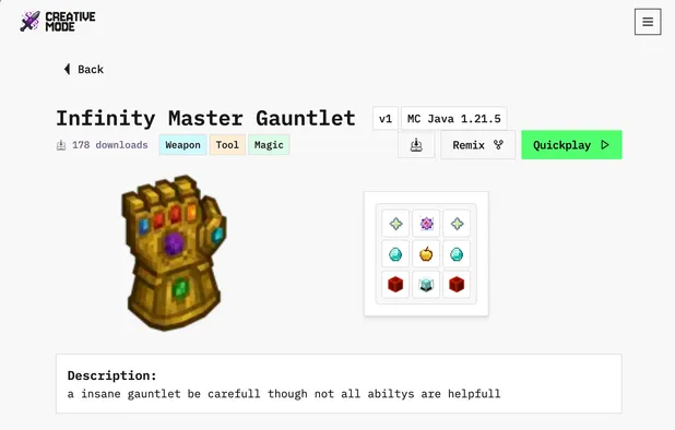 CreativeMode: Allows you to create Minecraft mods without coding ...