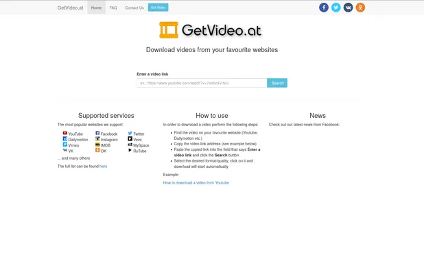 GetVideo.at: Allows to download videos from popular video streaming ...