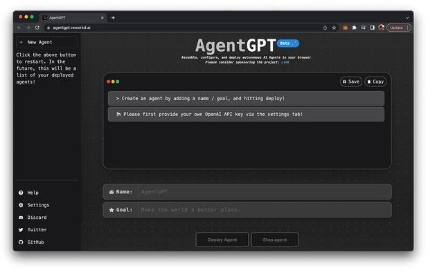 AgentGPT: Assemble, configure, and deploy autonomous AI Agents in your browser | AlternativeTo