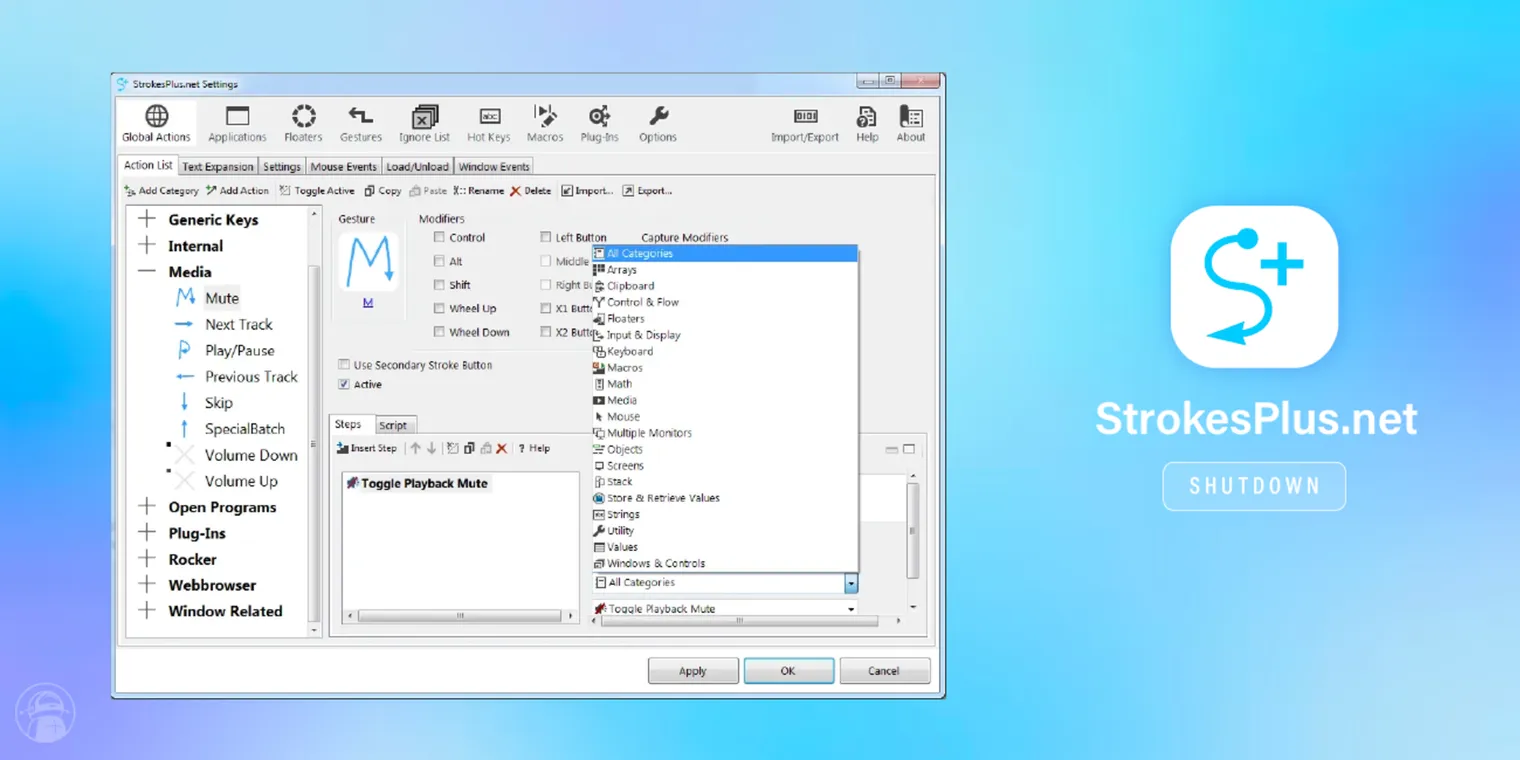 Mouse gestures tool StrokesPlus.net shuts down after 13 years | AlternativeTo