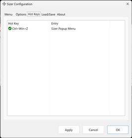 Sizer: Helps resize windows to a preset size and/or location ...