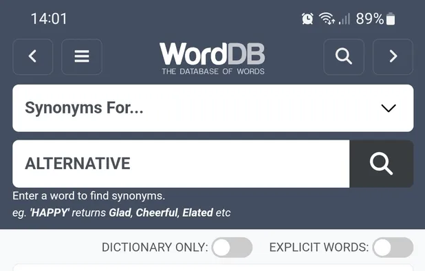 WordDB: A word database to help find anagrams, synonyms, rhymes and more | AlternativeTo
