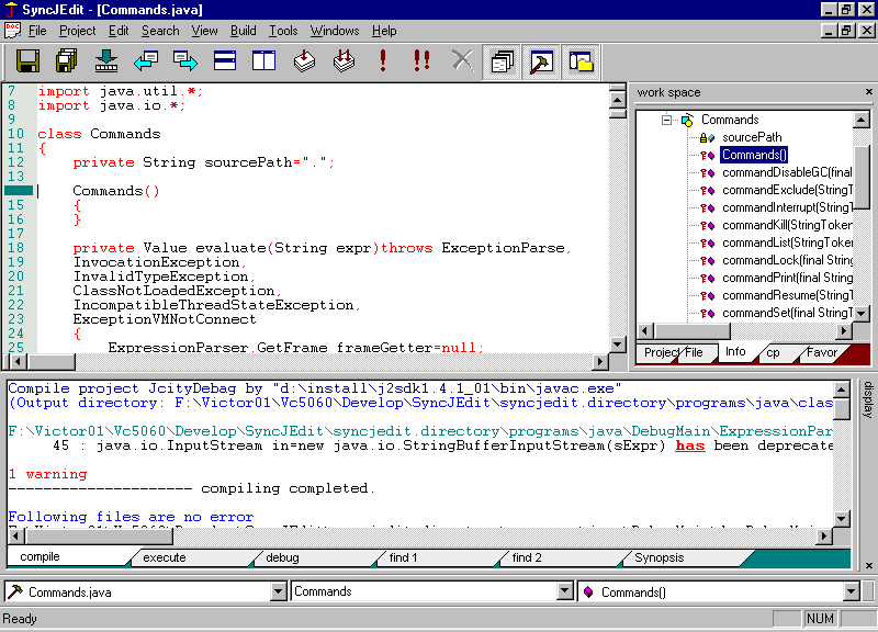 SyncJEdit: A free Java IDE with integreted tools: class | AlternativeTo