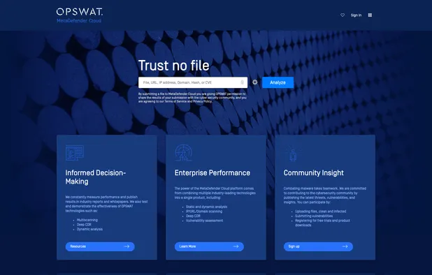 MetaDefender: Cloud-Based Private File Multi-Scanning and Threat ...
