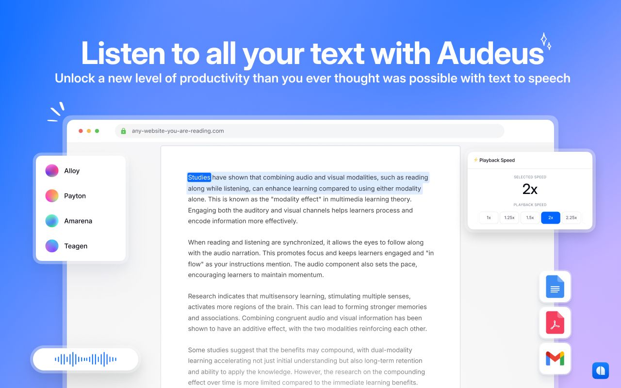 Audeus Text to Speech Reader Alternatives: 25+ Text to Speech Services ...