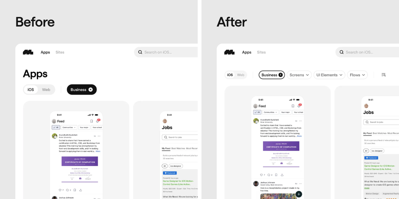 New Mobbin update adds layered filters and sticky tabs | AlternativeTo