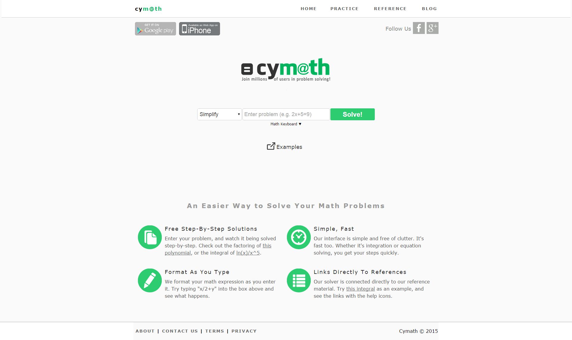Cymath: Enter your math problem, and let Cymath solve it | AlternativeTo