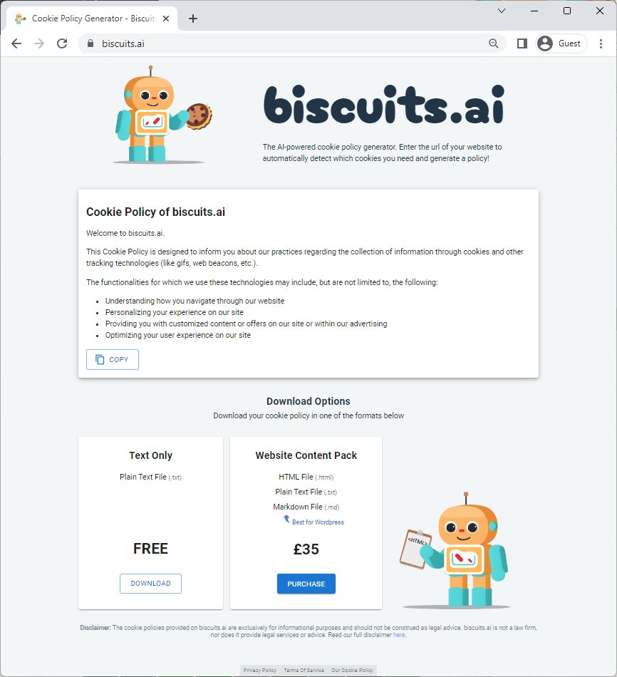 Biscuits.ai: Generate cookie policies by scanning your website with AI ...