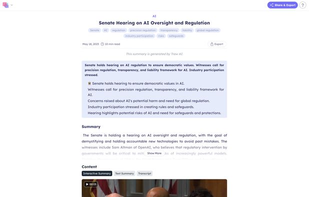 Traw: - The Ultimate AI-powered Audio and Video Summarization Service | AlternativeTo