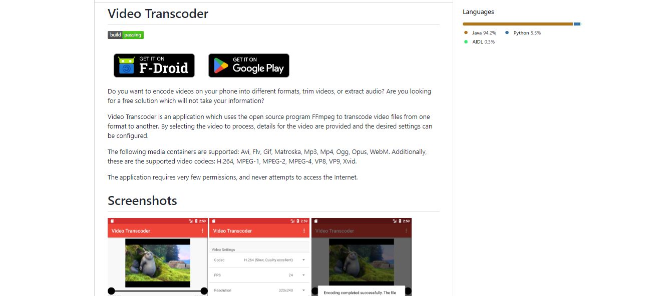 Video Transcoder: Application which uses the open source program FFmpeg to transcode video files ...