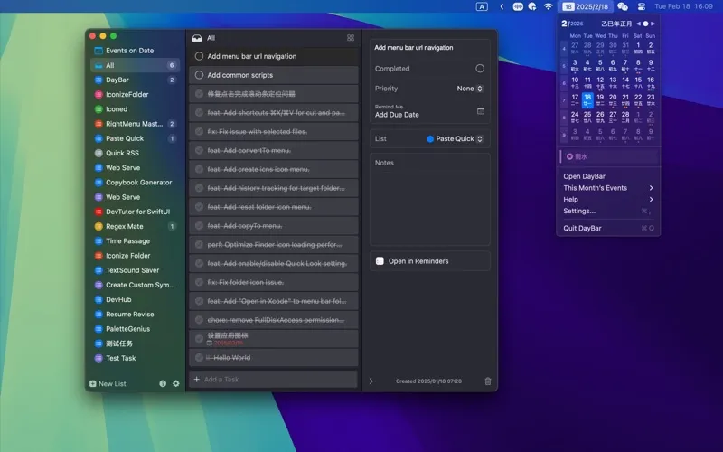DayBar: Syncs date, calendar, and tasks in the menu bar | AlternativeTo
