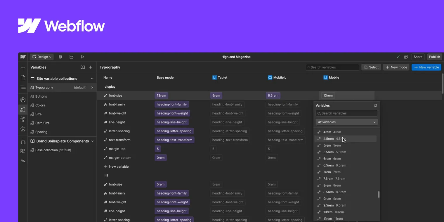 Webflow introduces variable modes to improve responsive design and ...