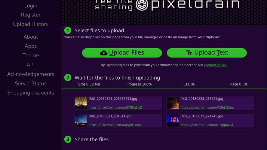 Pixeldrain: Fast and easy file sharing, drop a file into the website and get a shareable ...