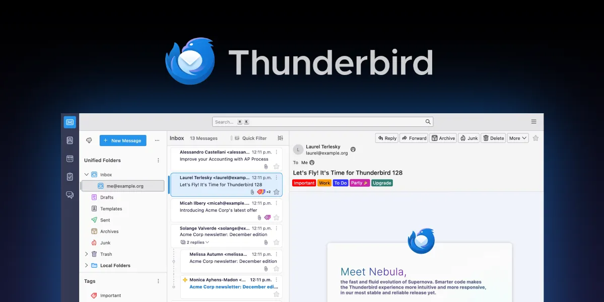 Thunderbird 138 adds in-notification email controls, enhanced high ...