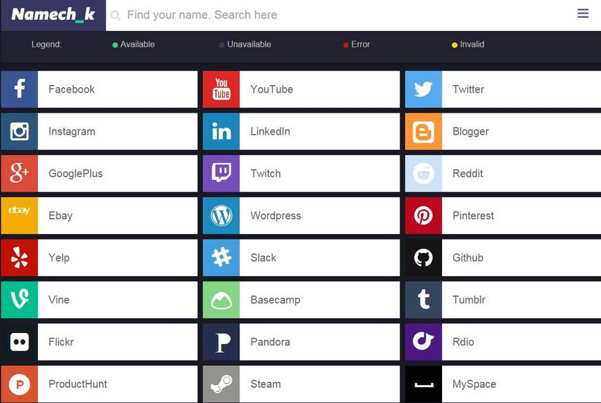 Namechk: App Reviews, Features, Pricing & Download | AlternativeTo