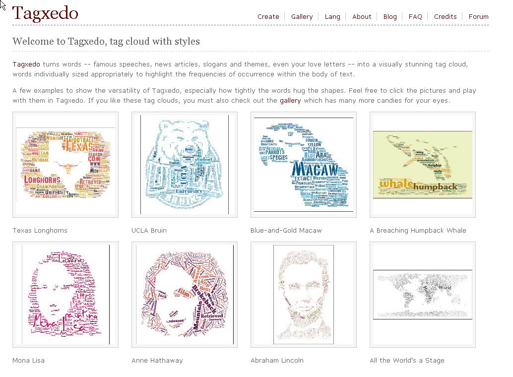 Tagxedo: Create beautifully styled tag clouds from websites, twitter ...