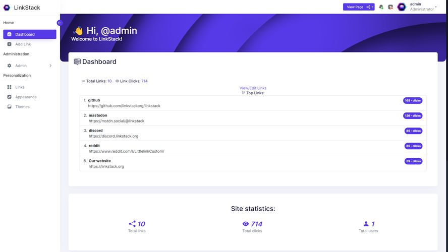 LinkStack: Open source, self-hosted, highly customizable link sharing platform with an ...