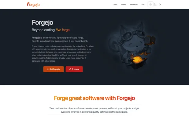 Forgejo: Beyond coding. We forge. **Forgejo** is a self-hosted lightweight software forge ...