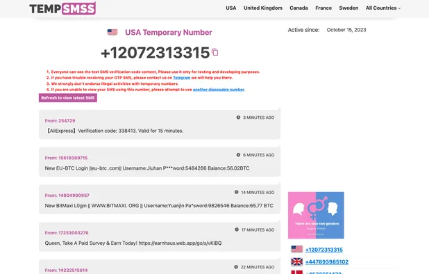 Temp SMS: Tempsmss.com Is a Free Service for Receiving Temporary SMS ...