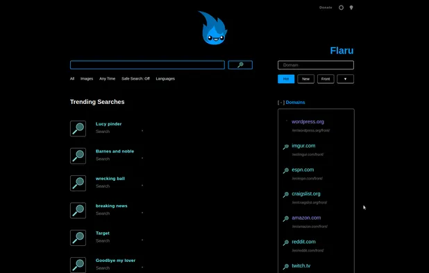 Flaru: A search engine that features an active trends list. | AlternativeTo